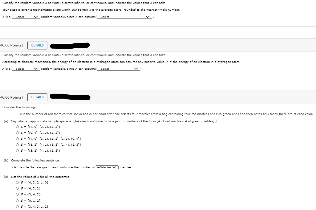 Solved Classify the random variable X as finite, discrete | Chegg.com