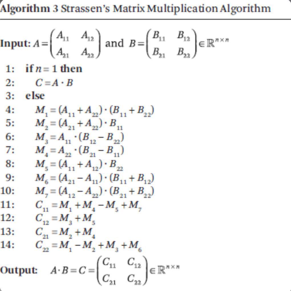 Solved Algorithm 3 Strassen s Matrix Multiplication Chegg