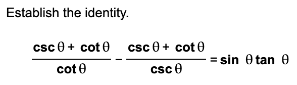 Solved Establish the identity. | Chegg.com