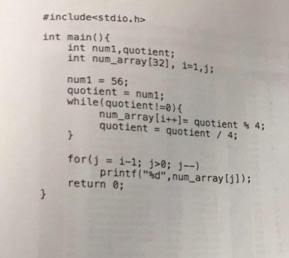 Solved #include int main)( int num1,quotient; int num_array | Chegg.com
