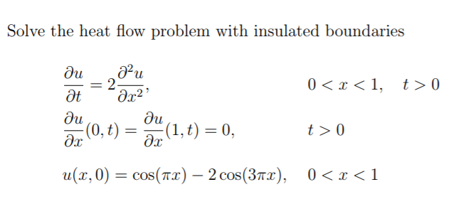 Solved Solve the heat flow problem with insulated boundaries | Chegg.com