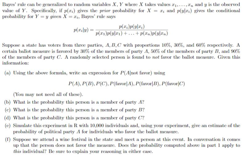 Solved Bayes Rule Can Be Generalized To Random Variables X 7344