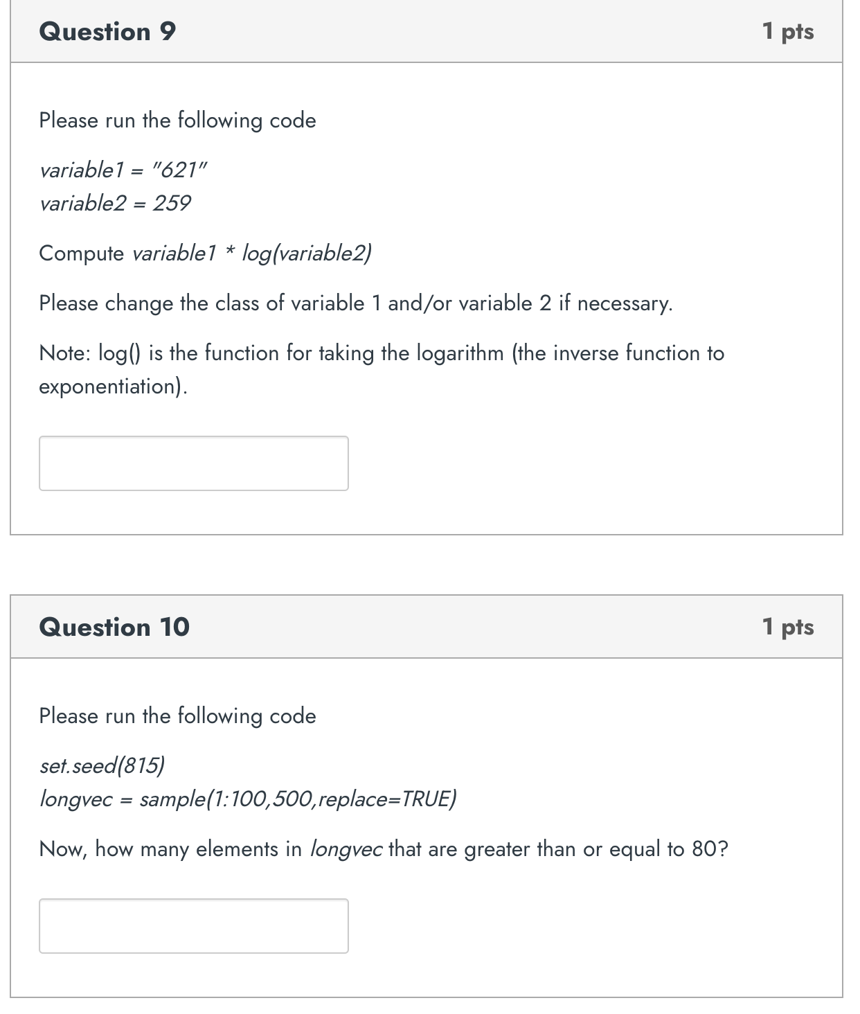 Solved In RStudio CodeQuestion 9Please run the following | Chegg.com