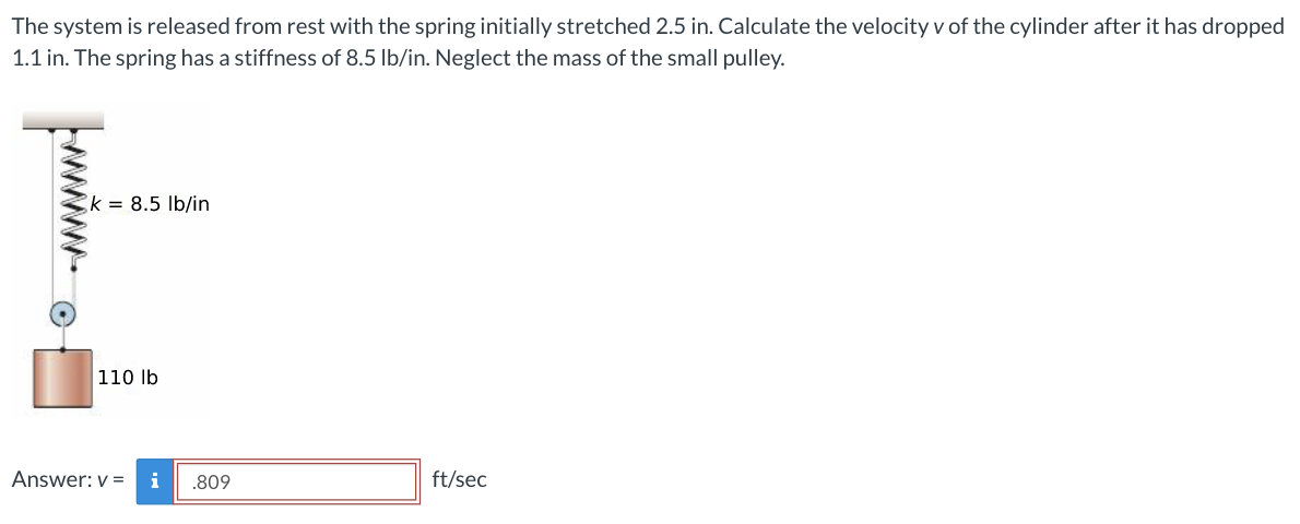 Solved The system is released from rest with the spring | Chegg.com