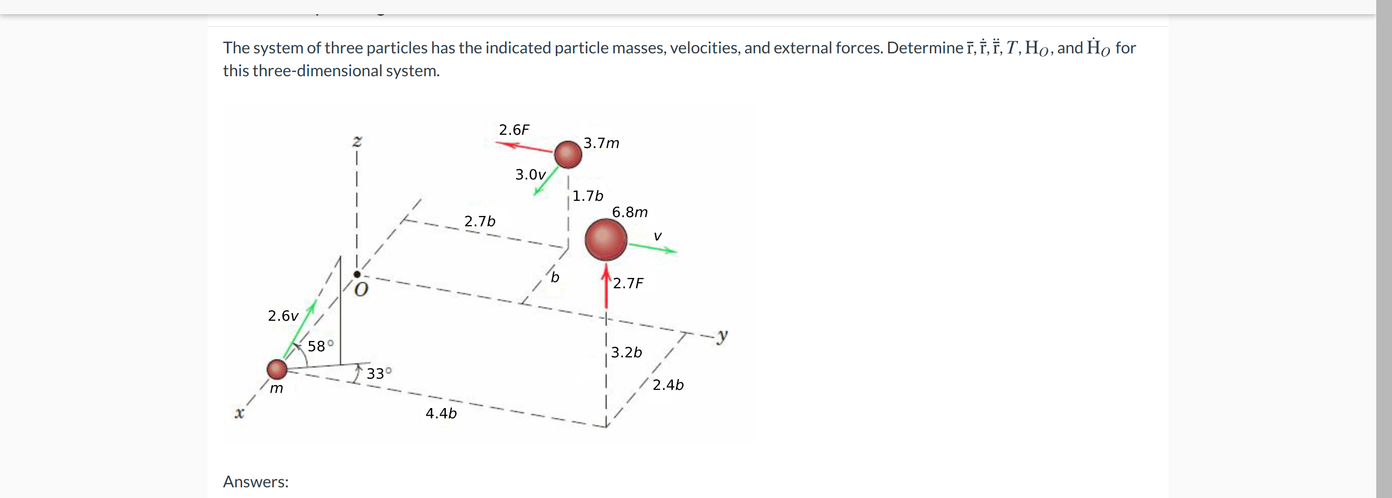 Solved The system of three particles has the indicated | Chegg.com