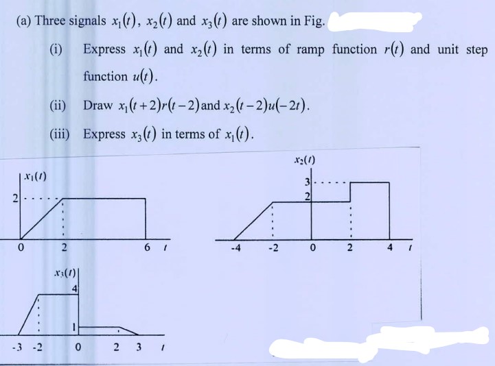 Solved (a) Three signals x1(t),x2(t) and x3(t) are shown in | Chegg.com