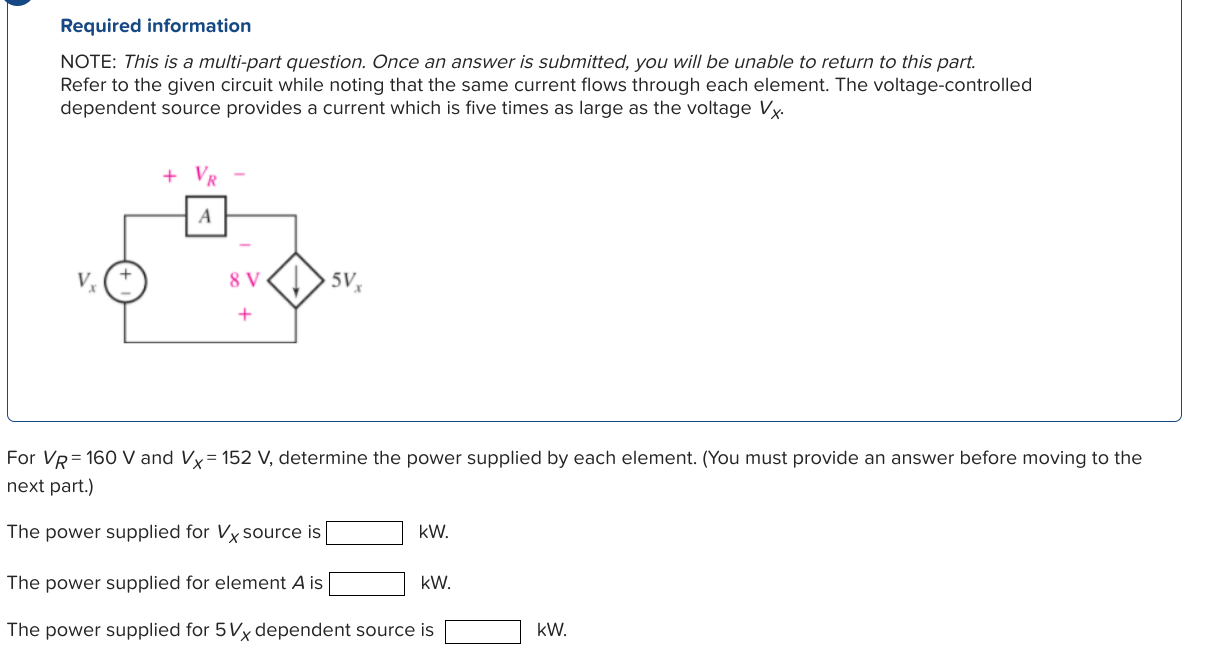 Solved Required information NOTE: This is a multi-part | Chegg.com