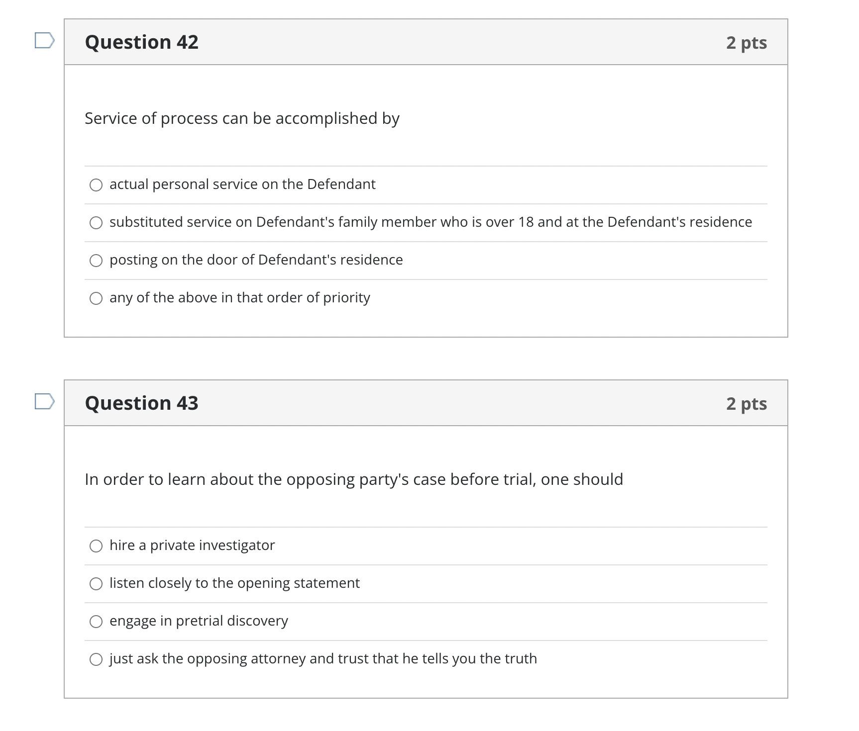 Solved Service of process can be accomplished by actual | Chegg.com
