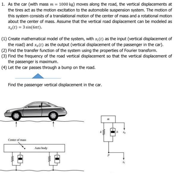 Solved 1. As the car (with mass m = 1000 kg) moves along the | Chegg.com