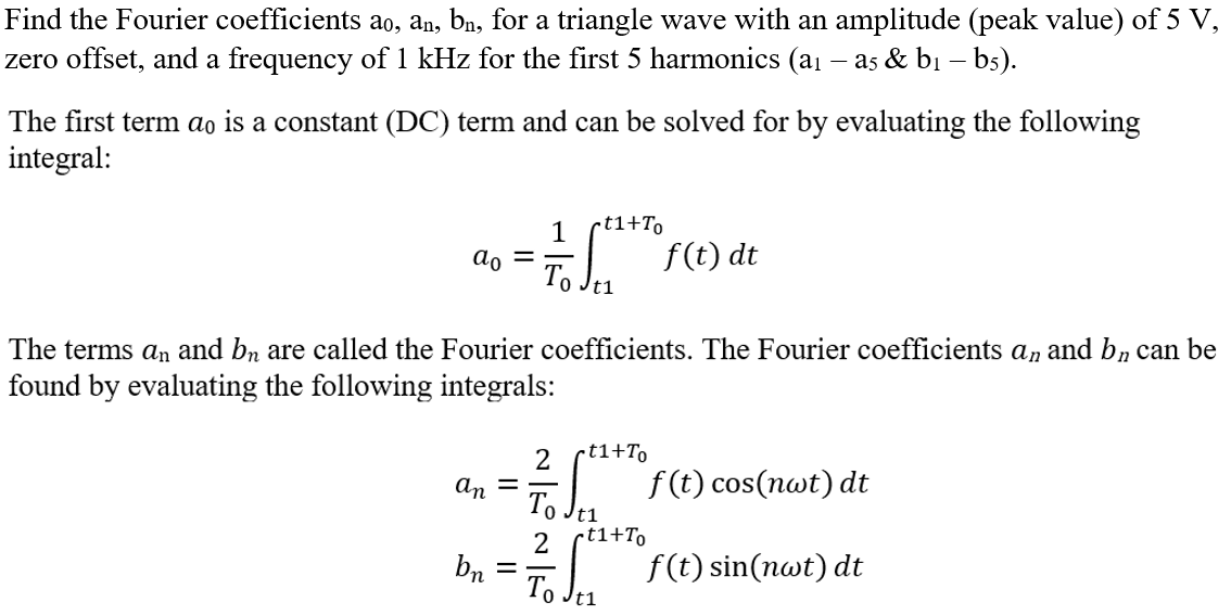 Solved Find the Fourier coefficients ao, an, bn, for a | Chegg.com