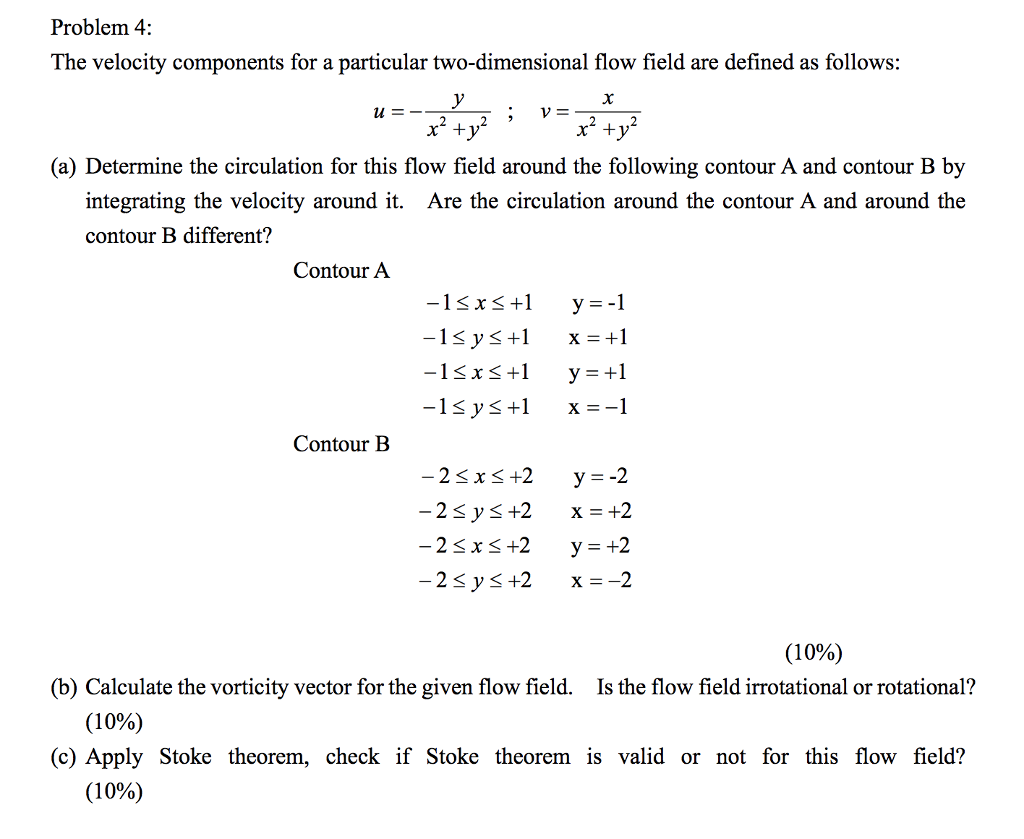 Solved Problem 4: The velocity components for a particular | Chegg.com