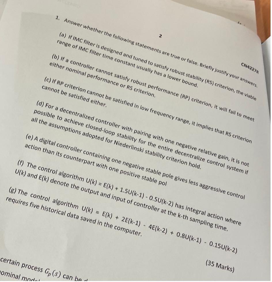 (Rp) criterion, it will fail to meet (d) For a | Chegg.com