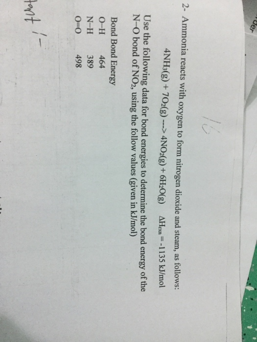 Solved and steam, as follows: 4NH3(g)+ 702(g)4NO2(g) + | Chegg.com
