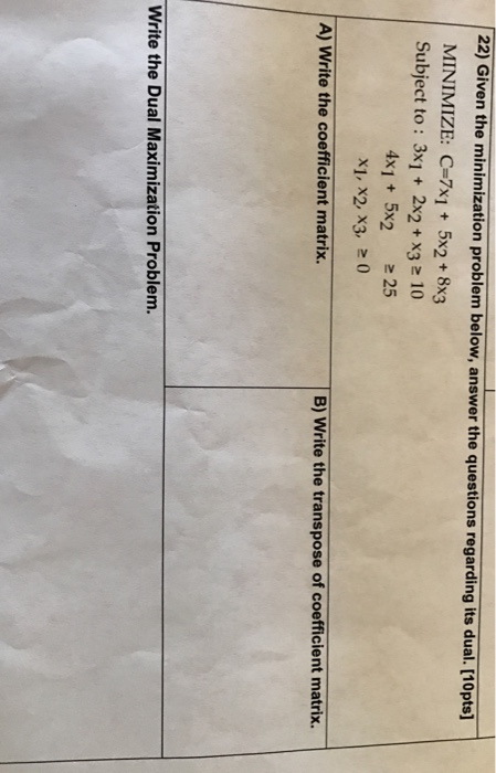 Solved Given The Minimization Problem Below Answer The 
