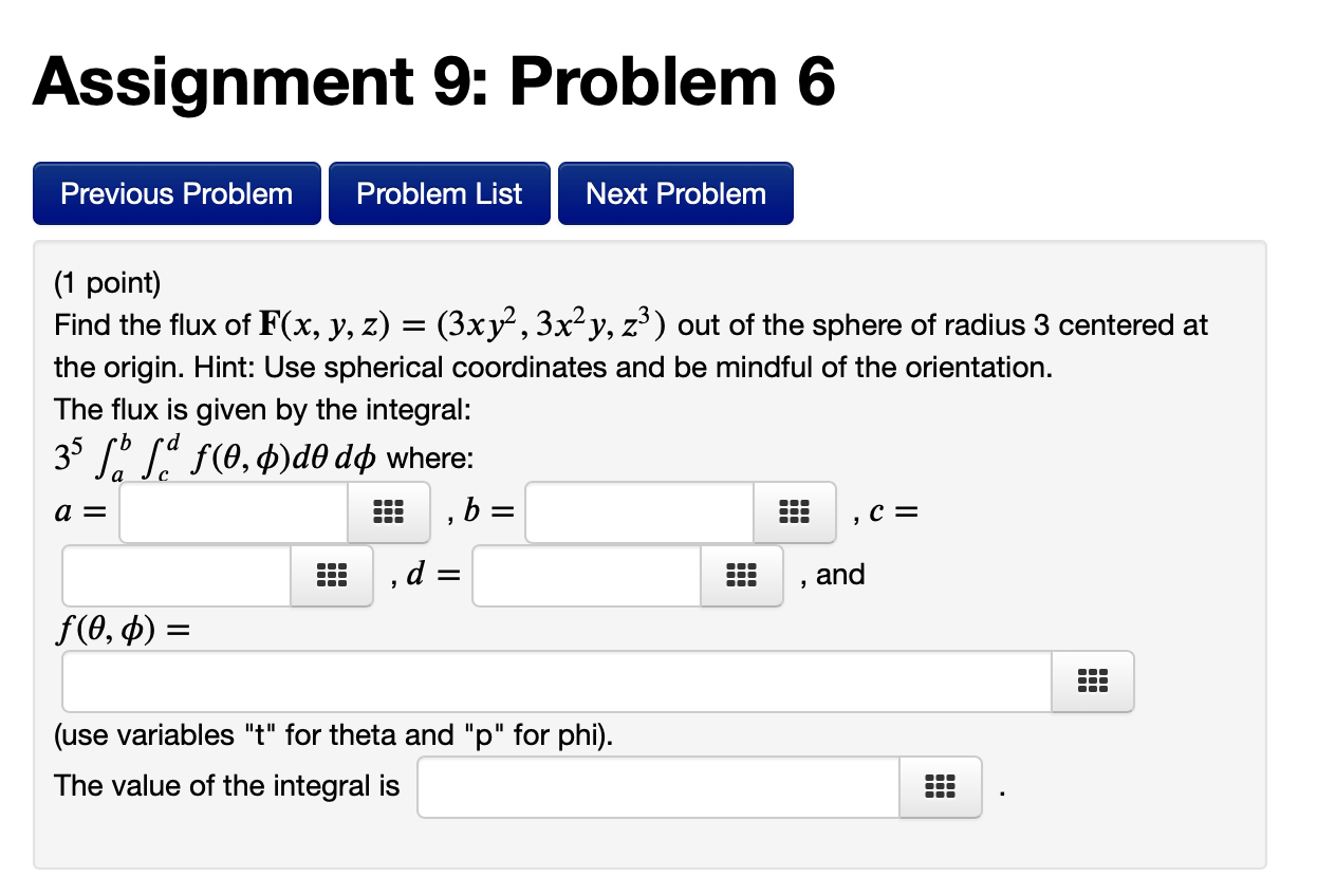 Solved Assignment 9: Problem 6 Previous Problem Problem List | Chegg.com Solved Assignment 9: Problem 6 Previous Problem Problem List | Chegg.com