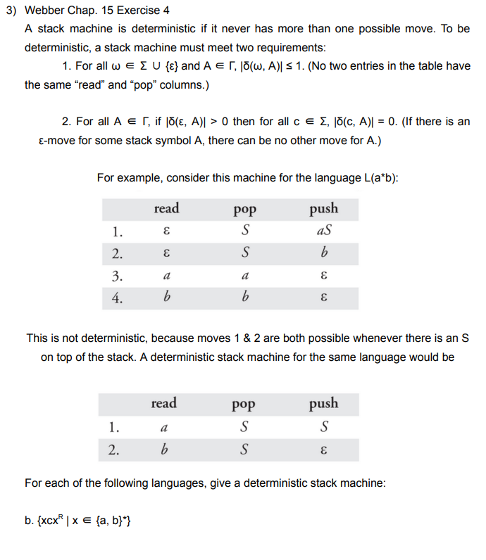 Solved Webber Chap. 15 Exercise 4 A stack machine is | Chegg.com