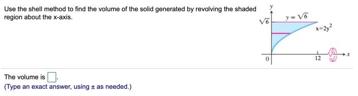 Solved Use the shell method to find the volume of the solid | Chegg.com