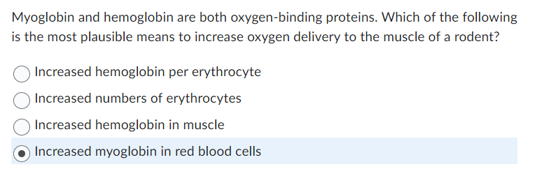 Solved Myoglobin and hemoglobin are both oxygen-binding | Chegg.com