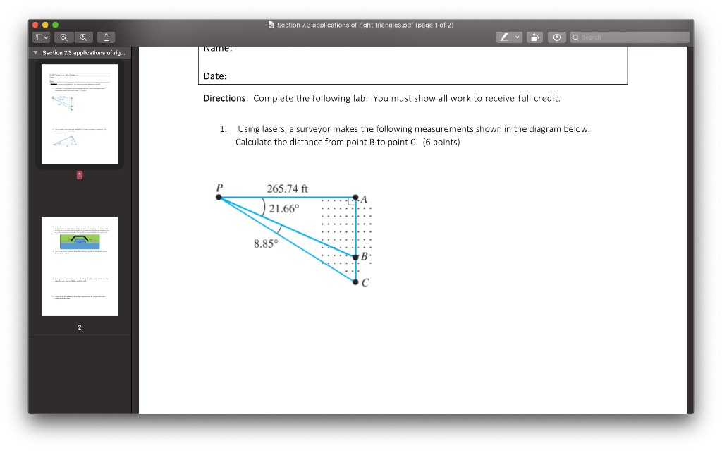 Solved Section 7.3 applications of right triangles.pdf (page | Chegg.com
