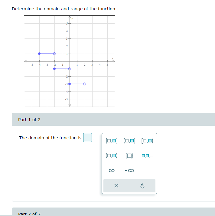 Solved Determine the domain and range of the function. Part | Chegg.com