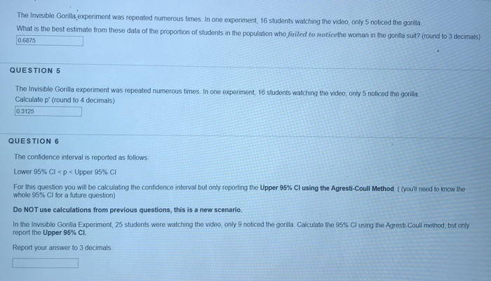 Solved The Invisible Gorilla, experiment was repeated | Chegg.com