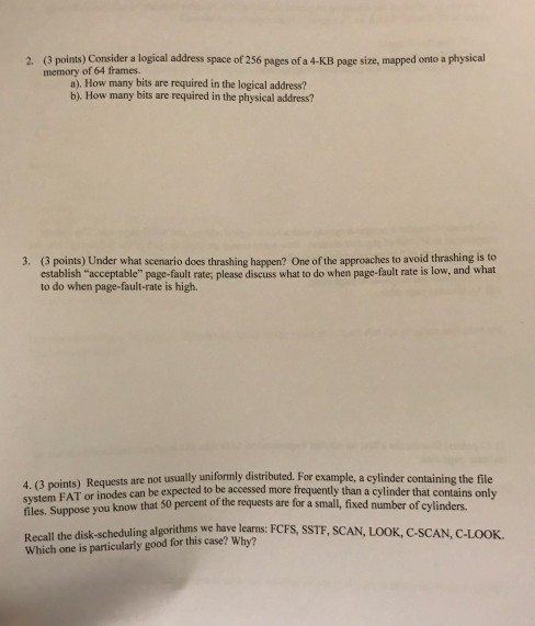 Solved 2. (3 points) Consider a logical address space of 256 | Chegg.com