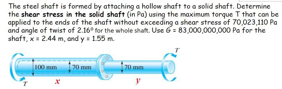 Solved The steel shaft is formed by attaching a hollow shaft | Chegg.com