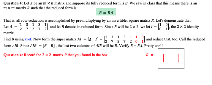 Solved Question 4: Let A be an m x n matrix and suppose its | Chegg.com