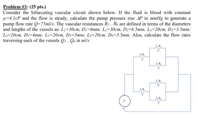 Solved Consider the bifurcating vascular circuit shown | Chegg.com
