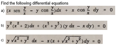 Solved Find the following differential equations y cos a) (x | Chegg.com