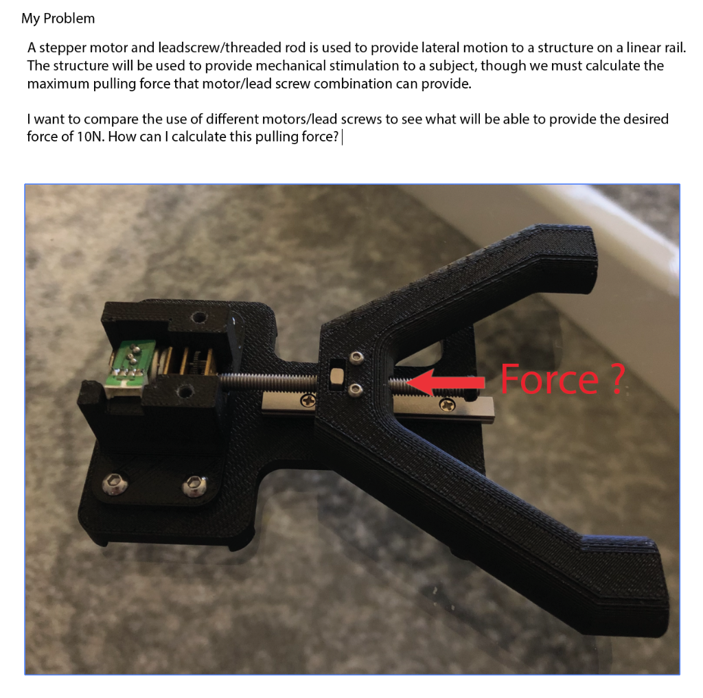 My Problem A stepper motor and leadscrew/threaded rod | Chegg.com