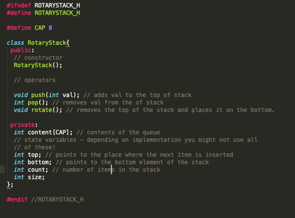Solved push and pop and rotate implementation for c++ please | Chegg.com