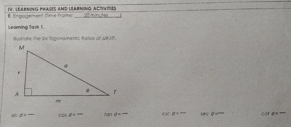 Solved IV. LEARNING PHASES AND LEARNING ACTIVITIES E. | Chegg.com