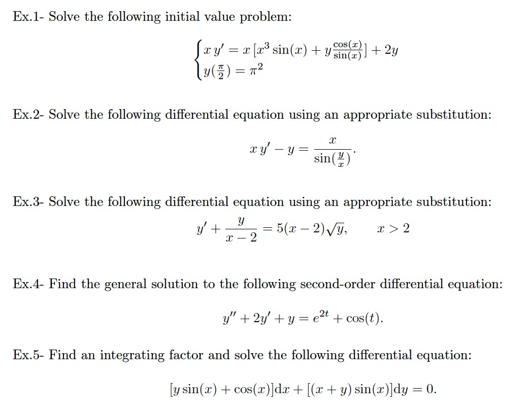 Solved Ex.1- Solve the following initial value problem: | Chegg.com