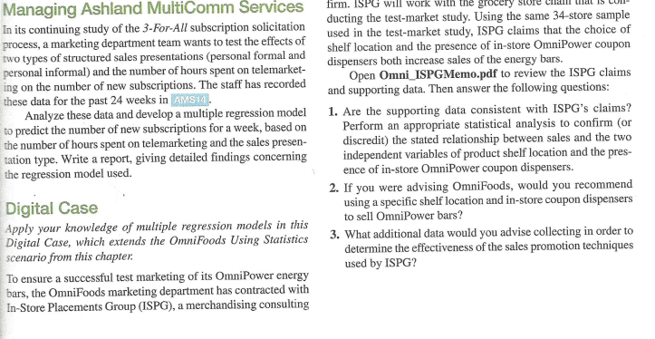 Solved Managing Ashland MultiComm Services In its continuing | Chegg.com