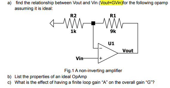 Solved a) find the relationship between Vout and Vin | Chegg.com
