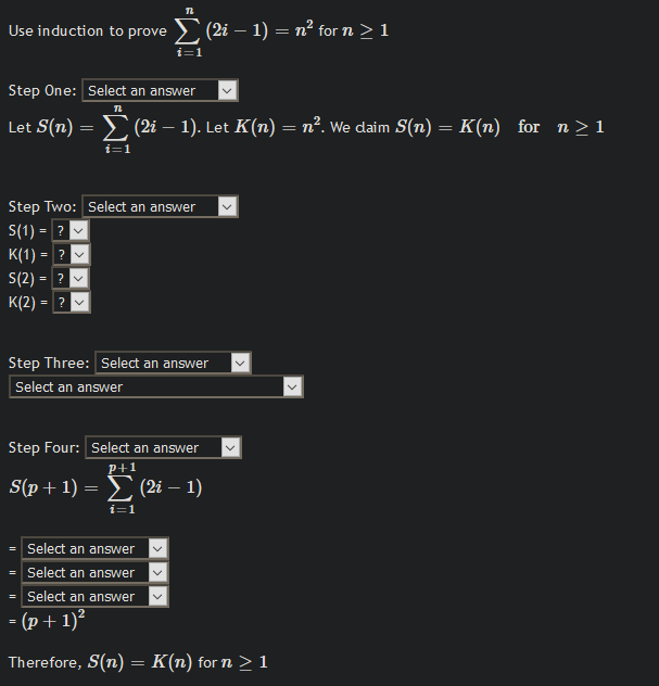 Solved CHOOSE 1 ANSWER FOR EACH STEP Step One: Inductive | Chegg.com