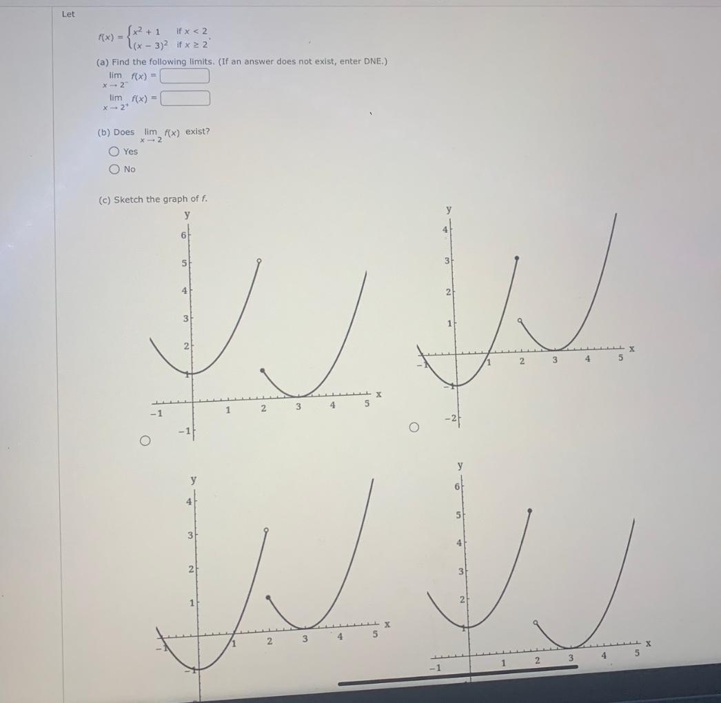 Solved f(x)={x2+1(x−3)2 if x