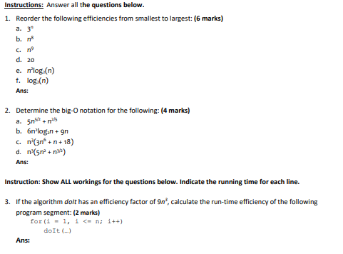 Solved Instructions: Answer all the questions below. 1. | Chegg.com