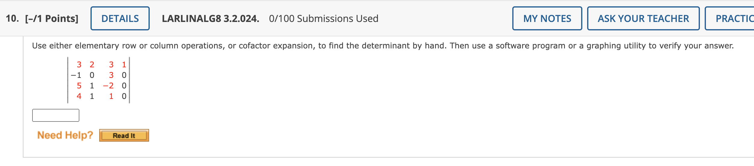 Solved ∣∣3−154201133−211000∣∣ | Chegg.com