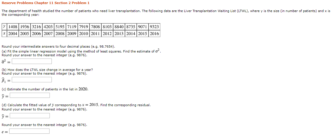 Solved Reserve Problems Chapter 11 Section 2 Problem 1 The | Chegg.com