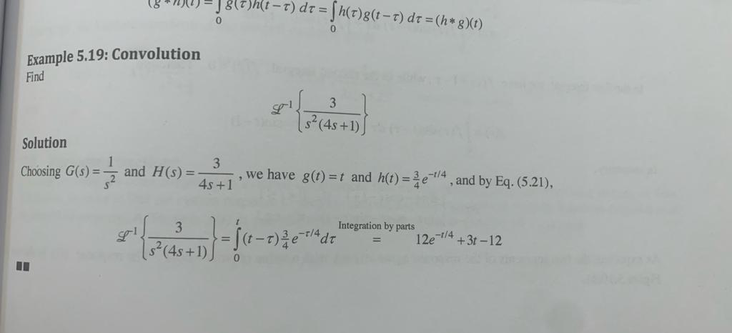 Solved Example 5.19: Convolution Find L−1{s2(4s+1)3} | Chegg.com