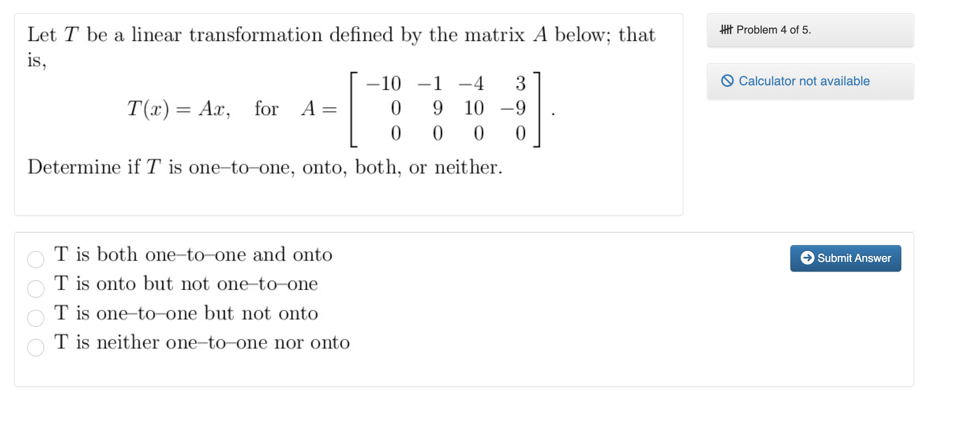 Solved Let T be a linear transformation defined by the | Chegg.com