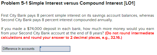 Solved Problem 5-1 Simple Interest versus Compound Interest | Chegg.com