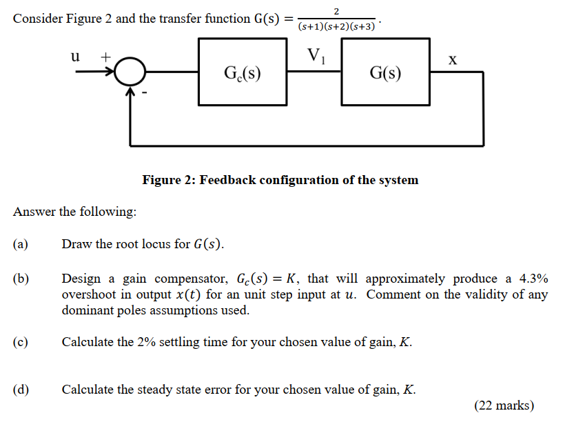 Solved 2 Consider Figure 2 and the transfer function G(S) = | Chegg.com