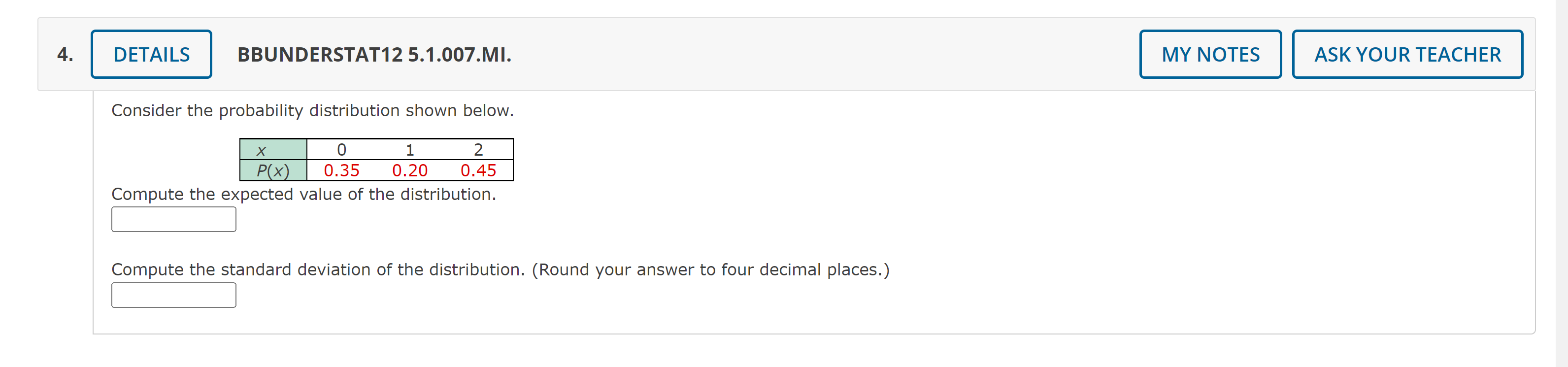 Solved 4. DETAILS BBUNDERSTAT12 5.1.007.MI. Consider the | Chegg.com