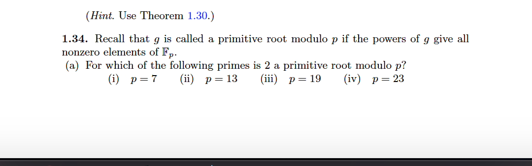 Solved (Hint. Use Theorem 1.30.) 1.34. Recall that g is | Chegg.com