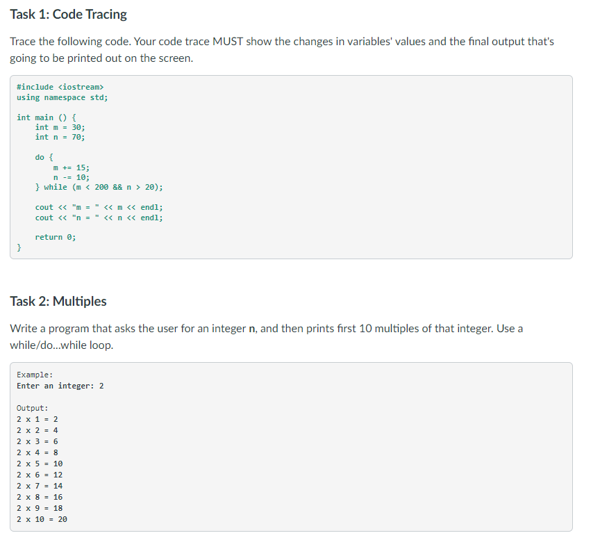 Solved Task 1 Code Tracing Trace The Following Code Your Chegg