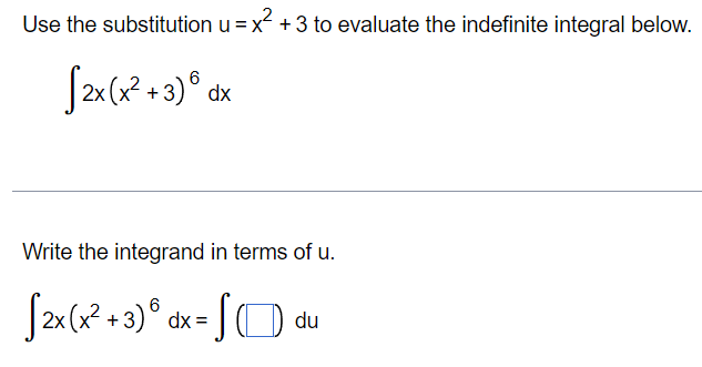 Solved Use the substitution u=x2+3 to evaluate the | Chegg.com