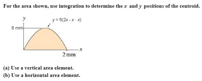 Solved For the area shown, use integration to determine the | Chegg.com